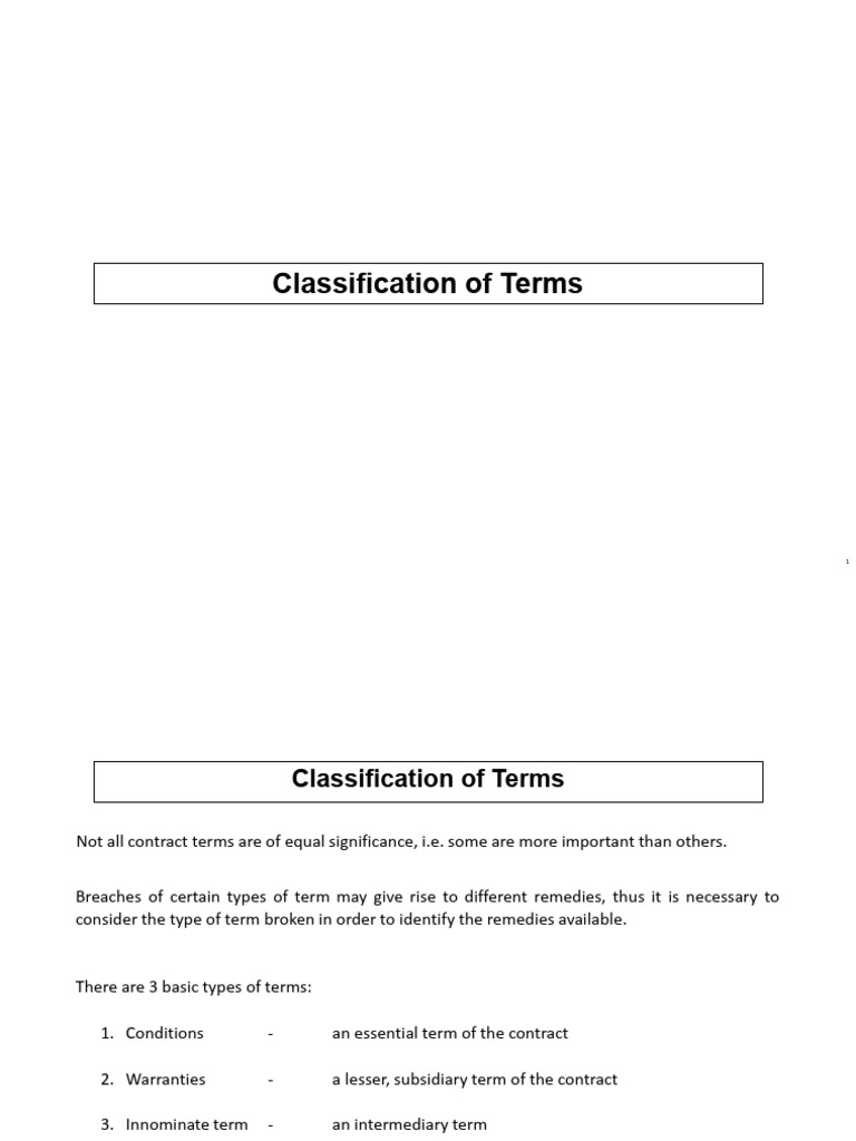 2-GDEHKL Contract Law - Classification of Terms | PDF | Breach Of ...