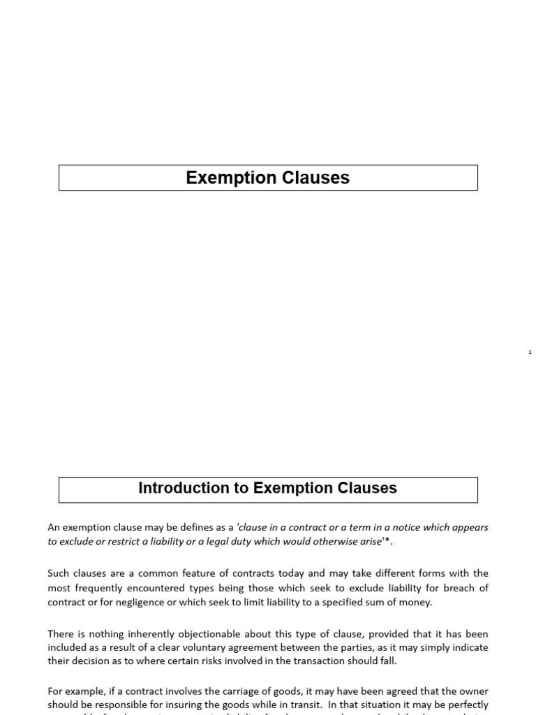3-GDEHKL Contract Law - Exemption Clauses | PDF | Legal Liability ...
