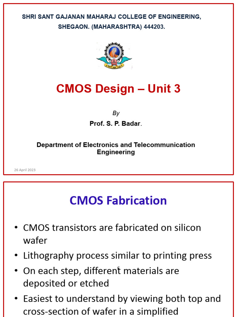 CMOS Design Unit-3 1 | PDF | Cmos | Wafer (Electronics)