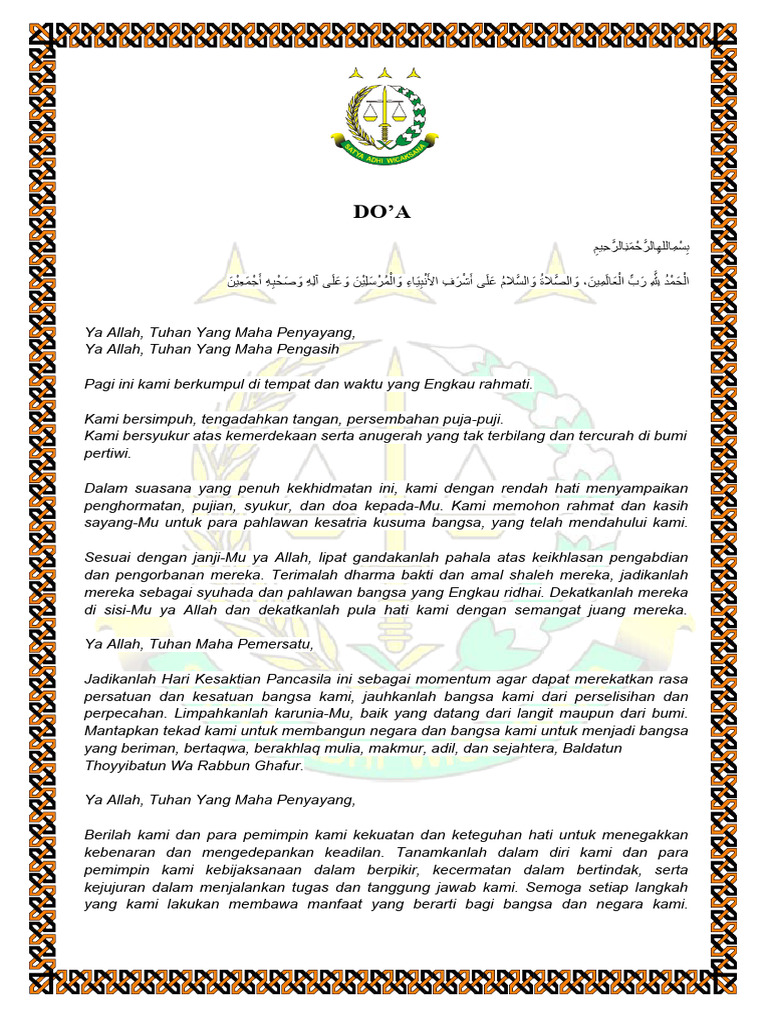 Do'a Upacara Hari Kesaktian Pancasila 2024 | PDF | Agama & Spiritualitas