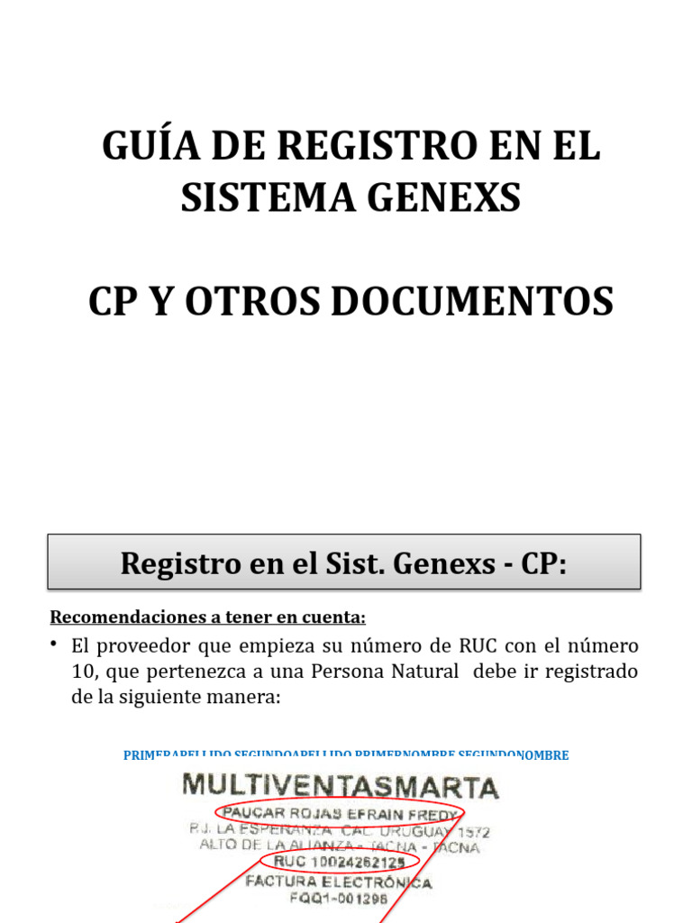 1) Guia de Registro en Genex | PDF | Industrias de servicio