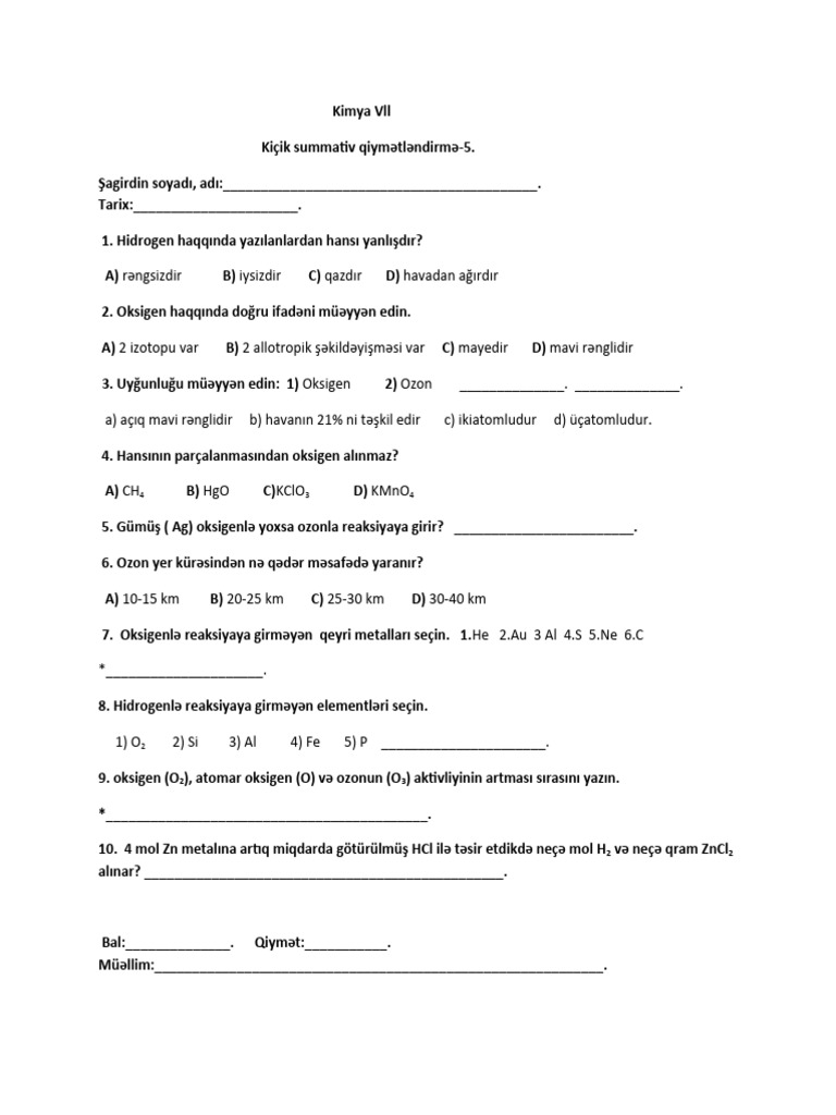 Kimya VLL ksq-5 | PDF