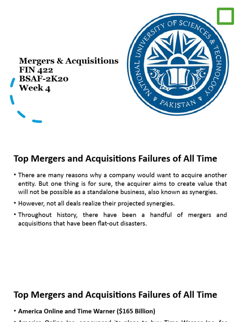 Lecture 3 (Why Mergers Fail) | PDF | Mergers And Acquisitions | Citigroup