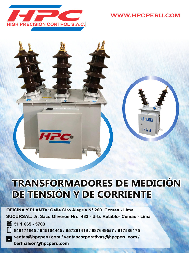 Catalogo de Transformadores de Medicion de Tension y de Corriente - HPC | PDF | Transformador ...