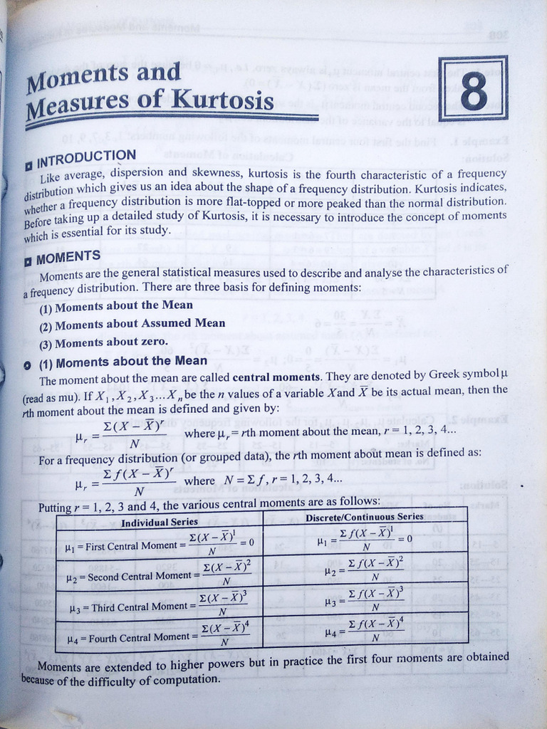 Moments, Kurtosis & Skewness | PDF