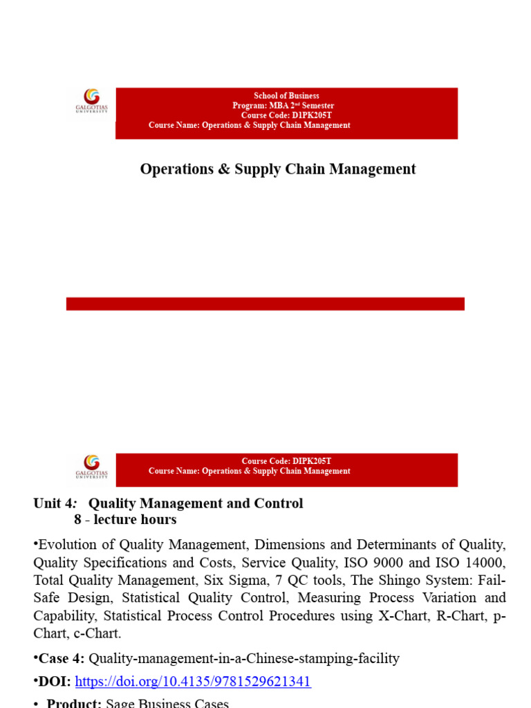 Unit 4 Ops&Scm Dipk205t Mba-2nd Sem 27.05.24 | PDF | Six Sigma | Quality (Business)