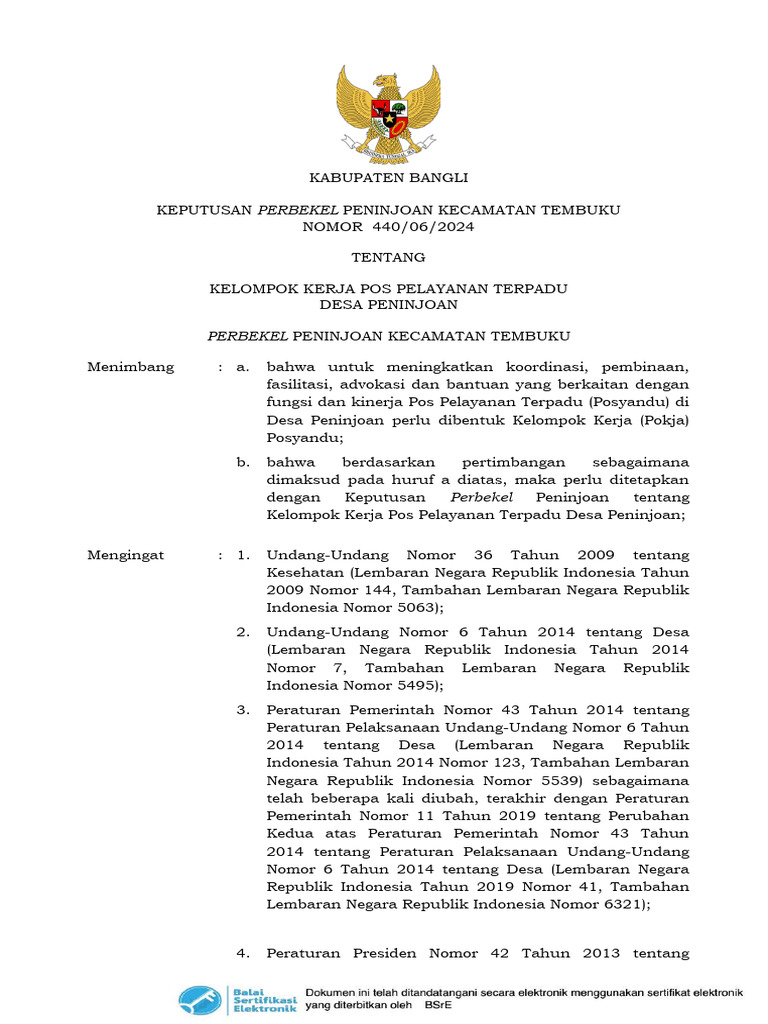 SK Pokja Posyandu 2024 | PDF