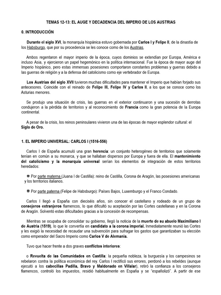 Auge y Caída de los Austrias | PDF | Imperio español | Colonización europea de las Américas