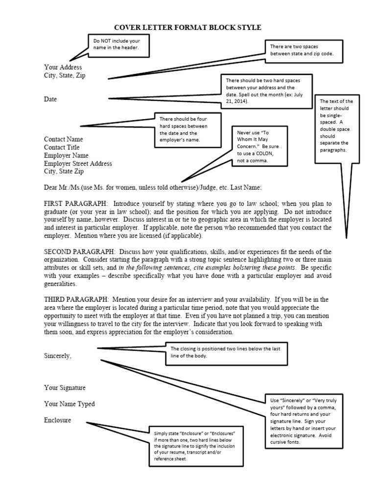 Cover Letter Format Blockstyle | PDF | Paragraph | Writing