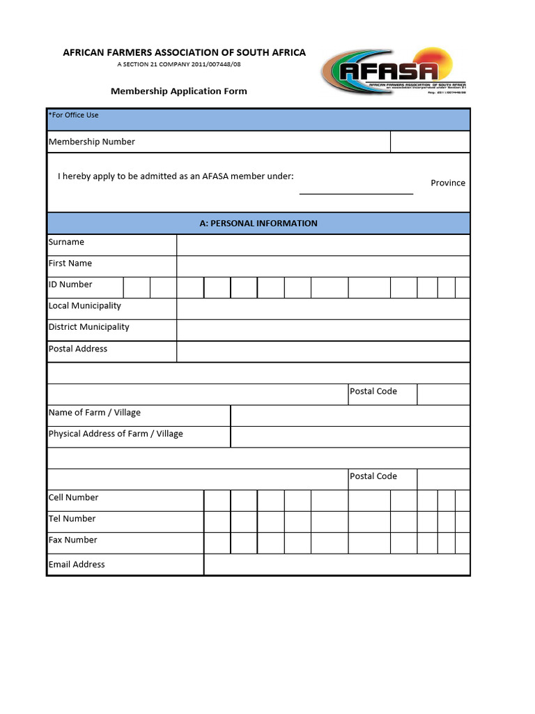 AFASA Membership Form With Corporate Membership | PDF | Farms | Economies