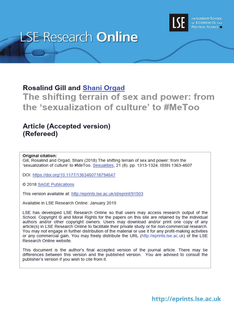The Shifting Terrain of Sex and Power: From The Sexualization of ...