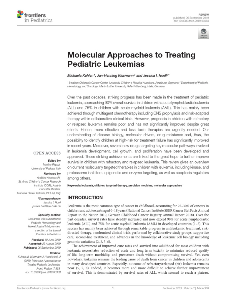 Pediatric Leukemia: Molecular Treatment Advances | PDF | Bcl 2 | P53