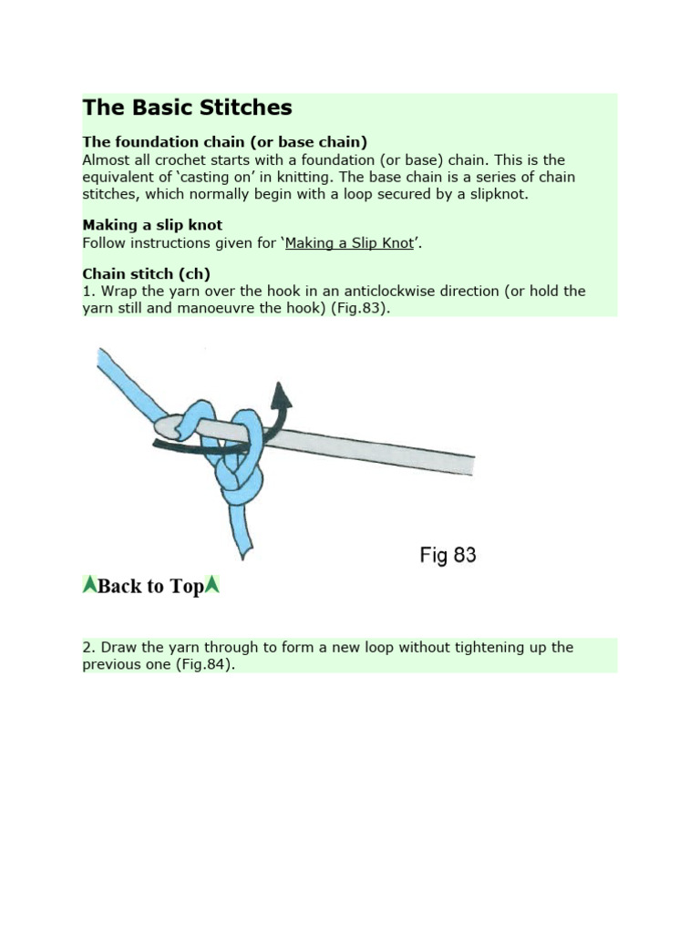 The Basic Stitches in Crochet | Download Free PDF | Crochet | Figured ...