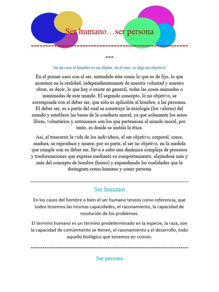 Ser Humano... Ser Personas | PDF | Vida | Moralidad