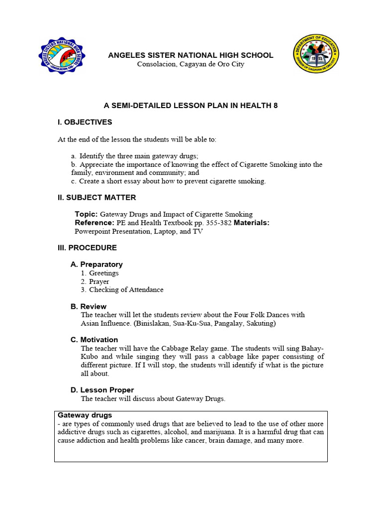 Lesson Plan Gateway Drugs | PDF | Tobacco Smoking | Addiction