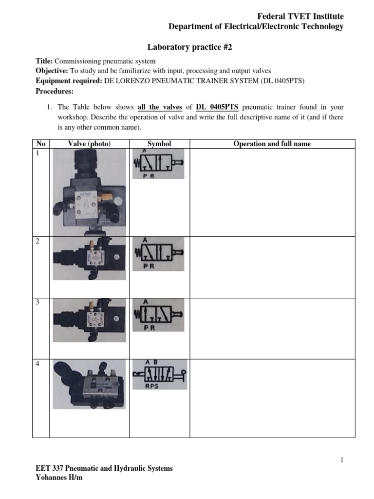 Lab - 2 - On Valves (DL0405) | PDF | Electrical Engineering ...