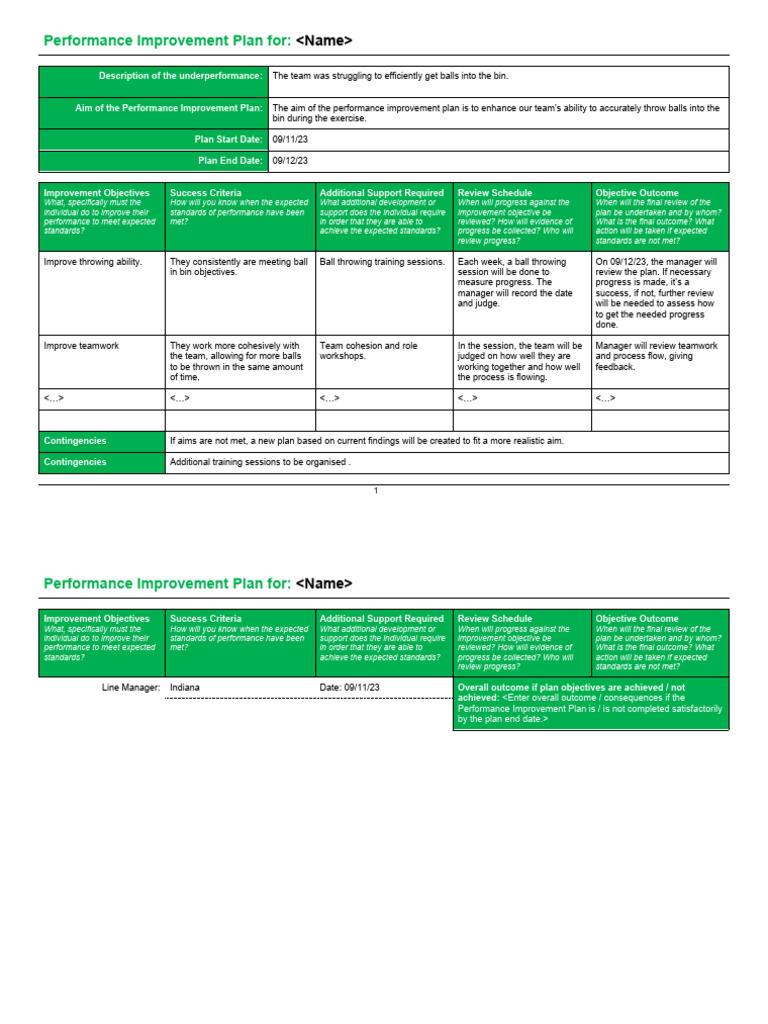 Performance Improvement Plan Template Q08 Done | PDF | Career & Growth ...