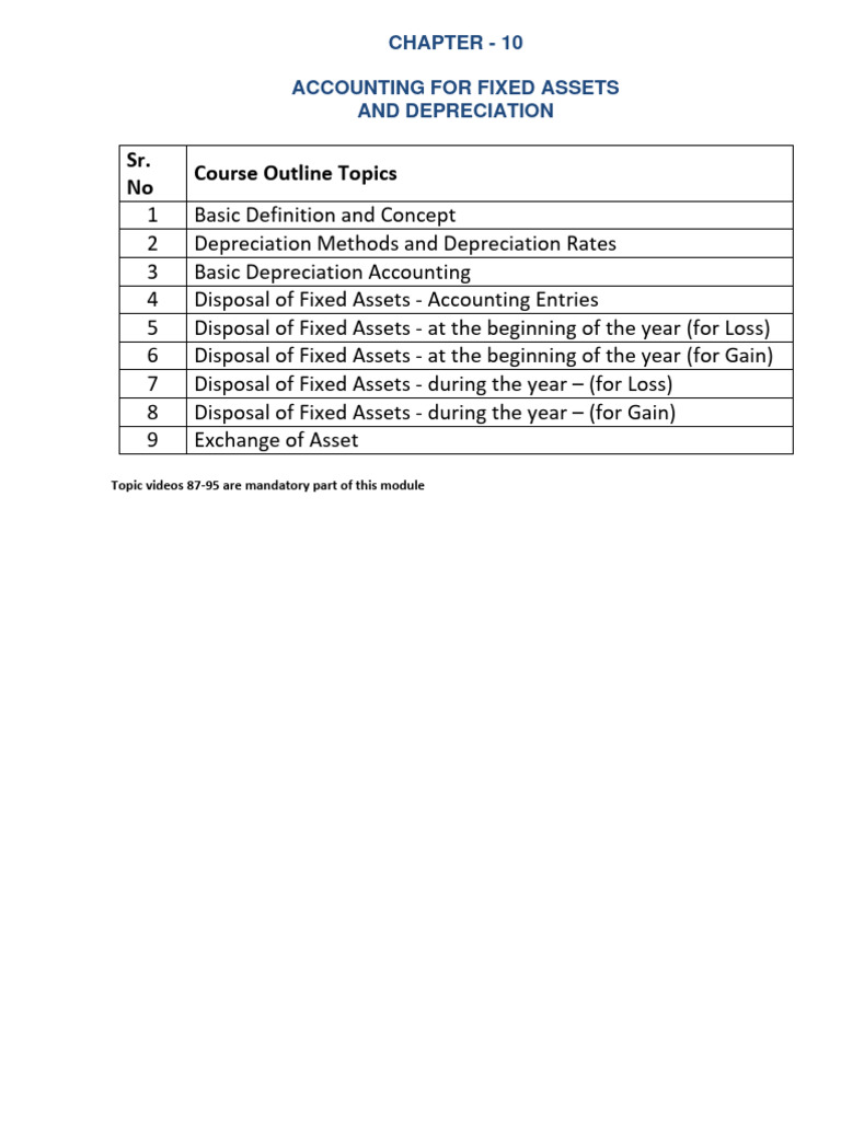 Module-10 Accounting For Fixed Assets and Depreciation | PDF ...