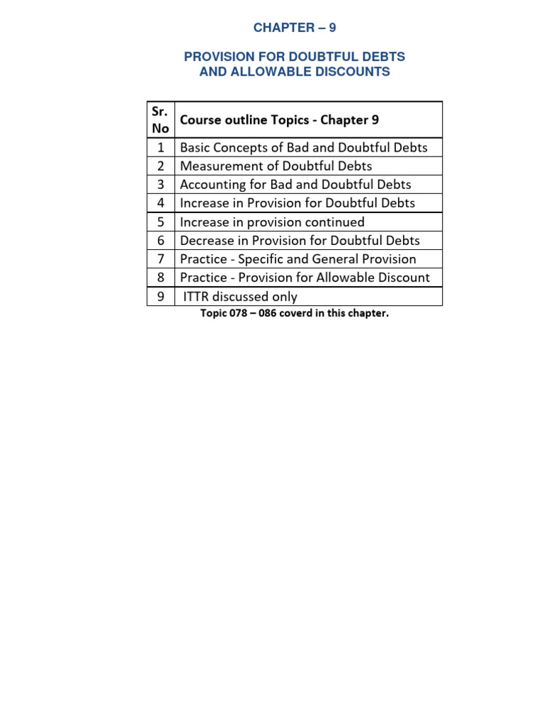 Module-9 Provision For Doubtful Debts and Allowable Discounts | PDF ...