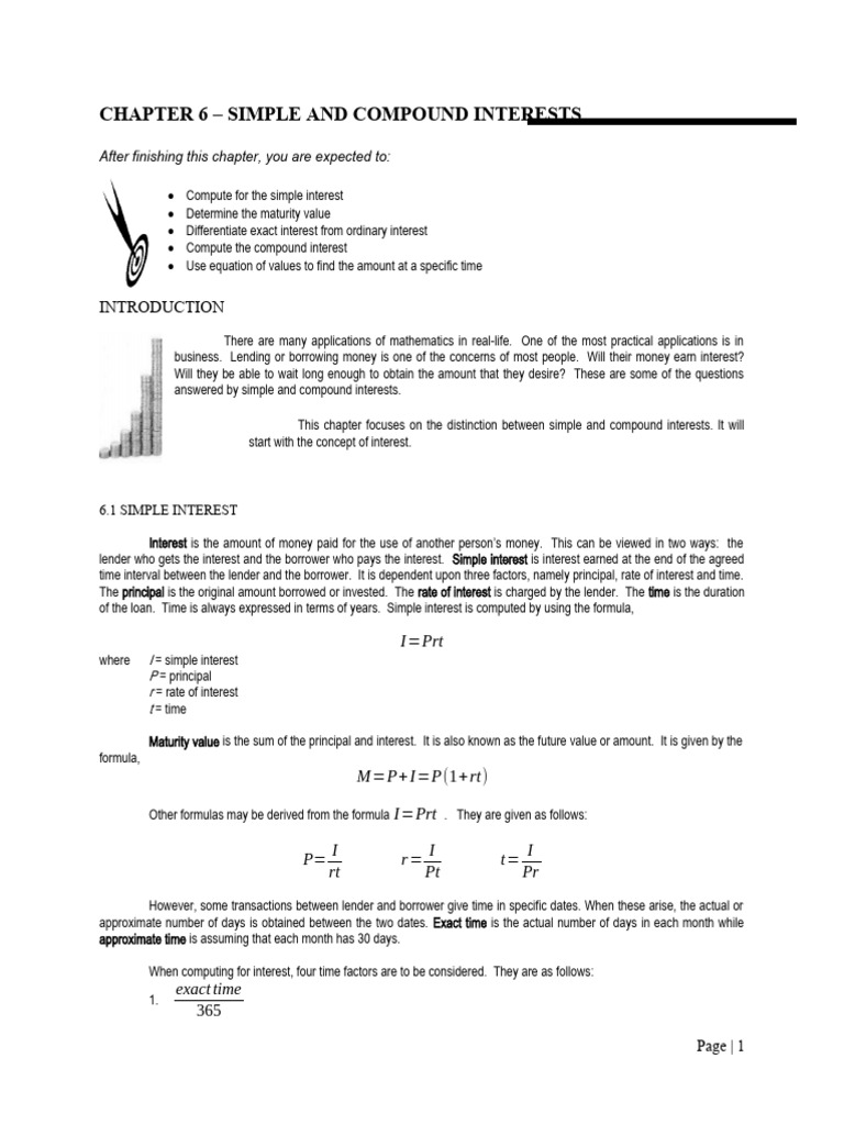 Chapter 6 - Simple and Compound Interests | PDF | Interest | Compound ...