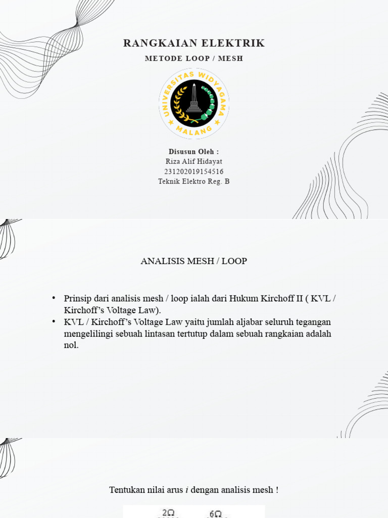 Rangkaian Elektrik Metode Mesh Dan Loop - Riza Alif Hidayat - Teknik ...