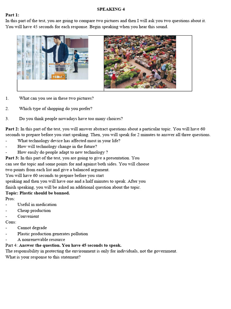 Speaking Test 4 | Download Free PDF | Plastic | Smartphone
