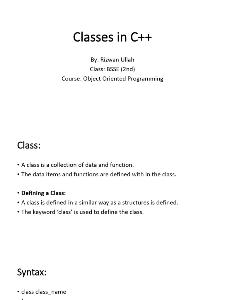 Classes in C | PDF | Teaching Methods & Materials | Computers