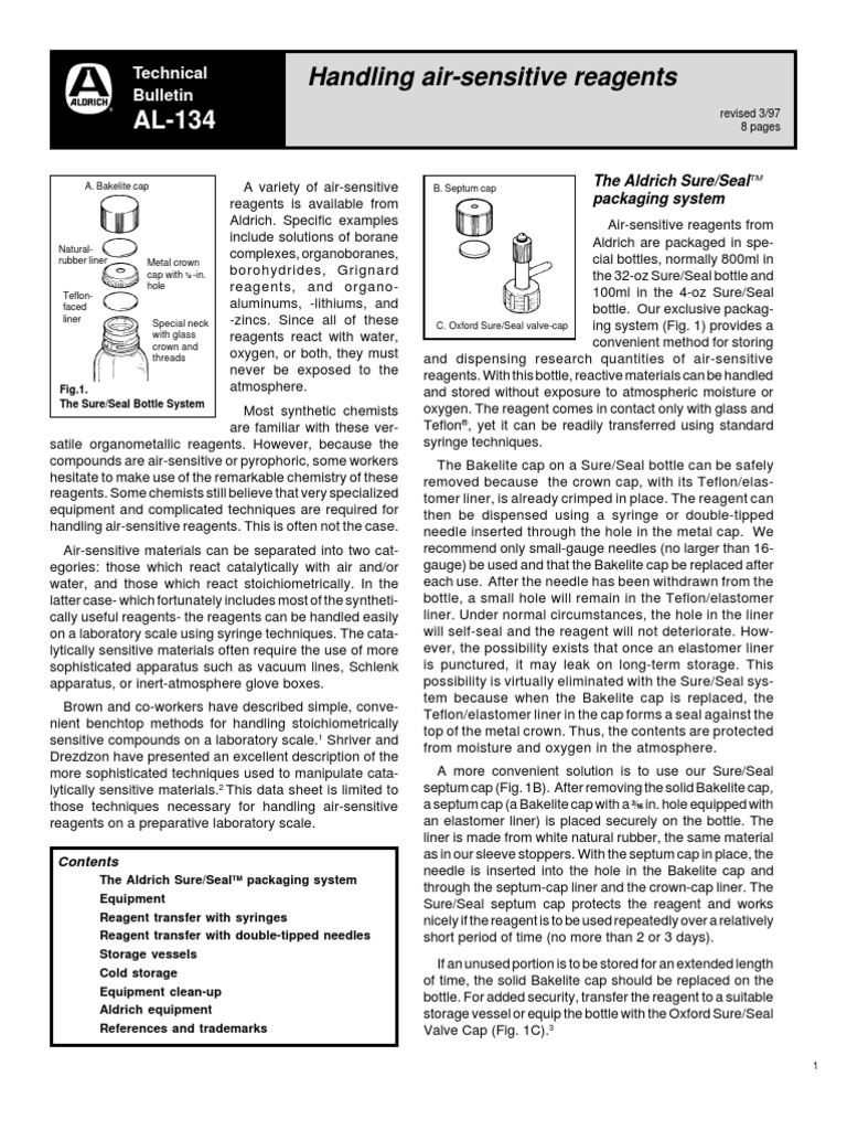 Handling Air-Sensitive Reagents: Technical Bulletin | PDF