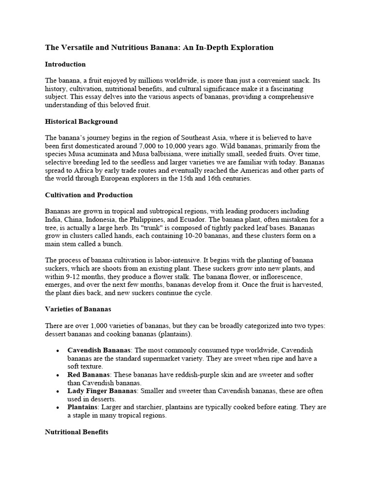 The Nutritional and Cultural Impact of Bananas | PDF | Banana