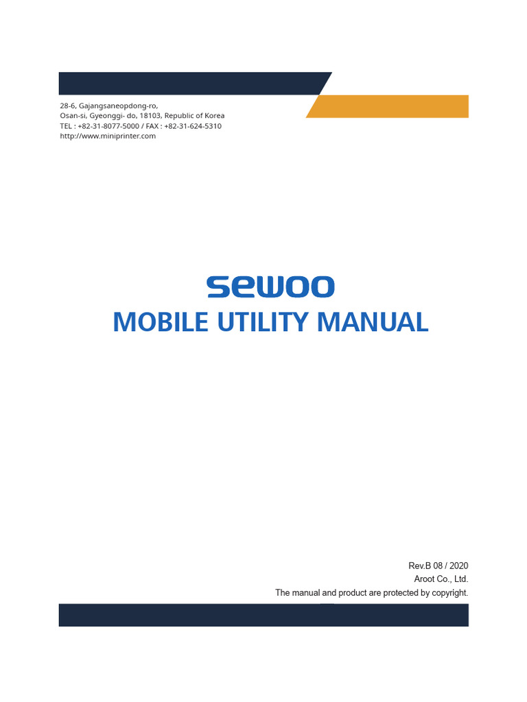 Utility Manual (Sewoo Mobile) Rev.b Eng | PDF | Typefaces | Printer (Computing)