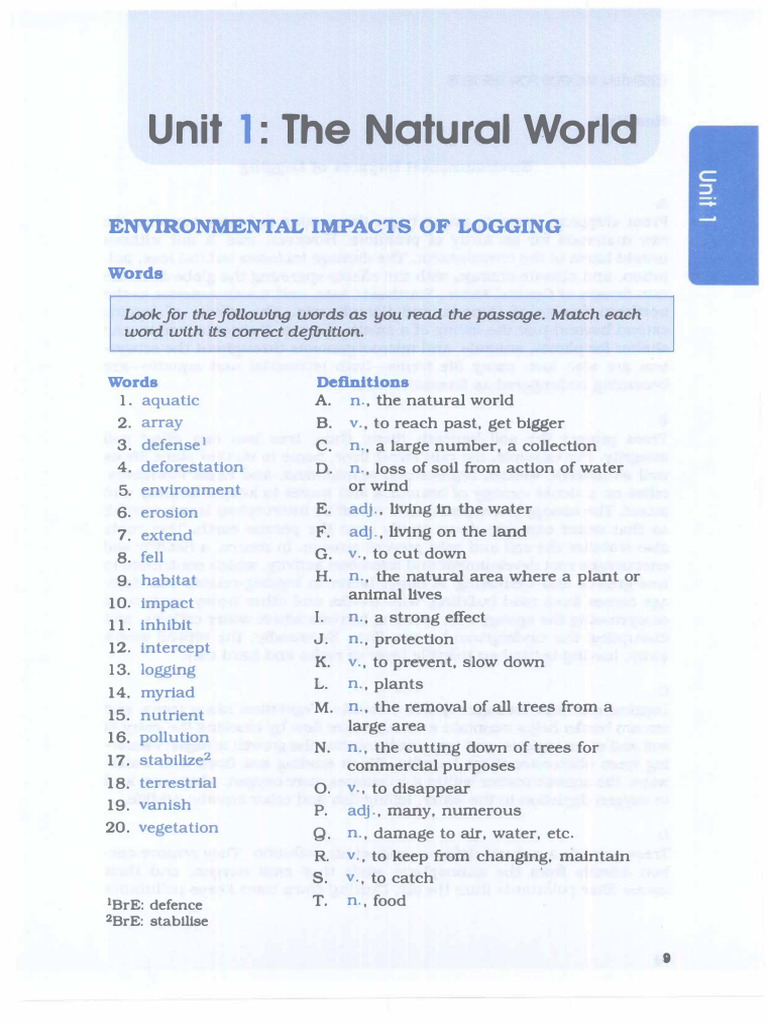IELTS Unit 1 The Natural World | PDF | Deforestation | Logging