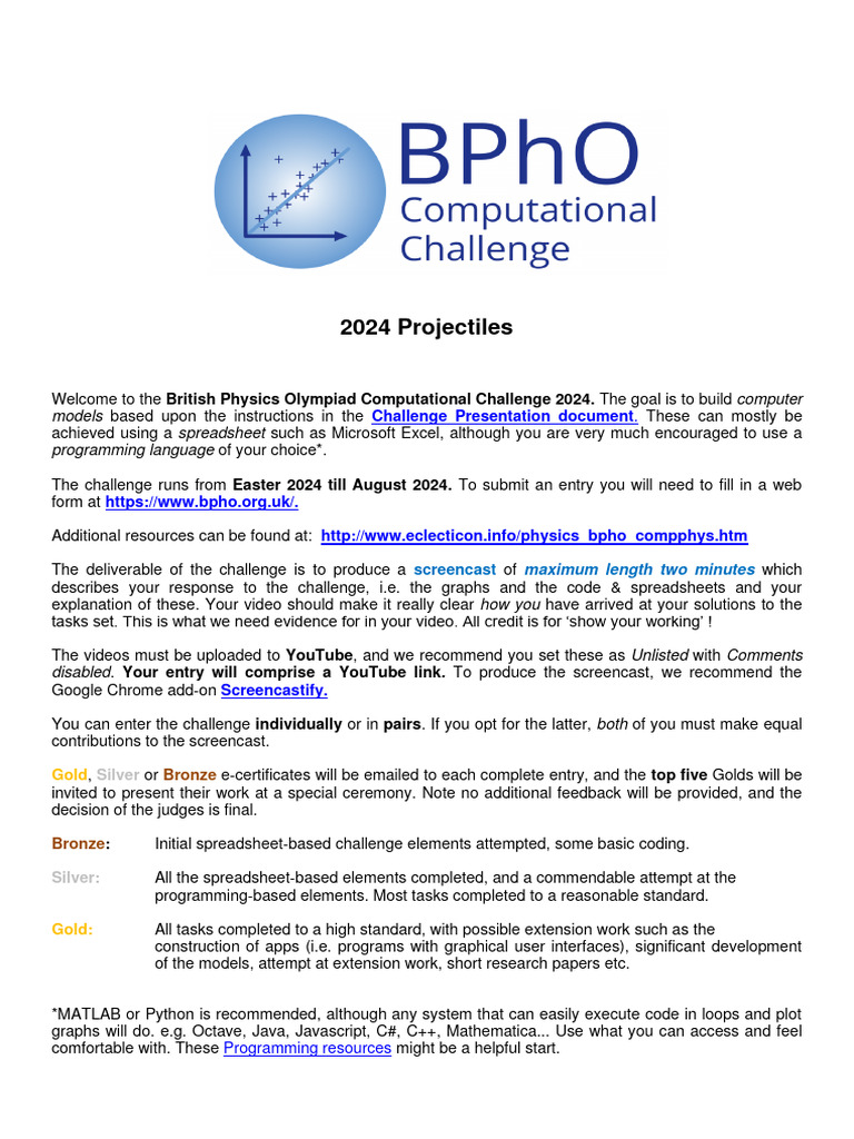BPhO CompPhys Challenge 2024a | PDF | Mechanics