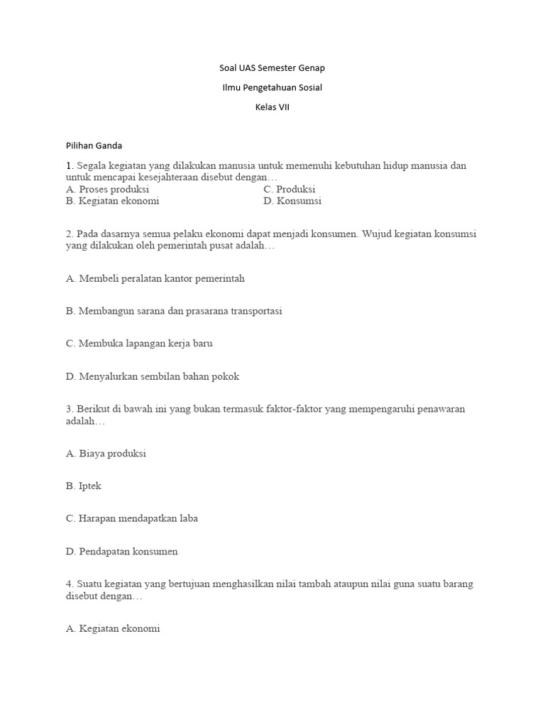 Soal Uas Ips 7 Genap | PDF
