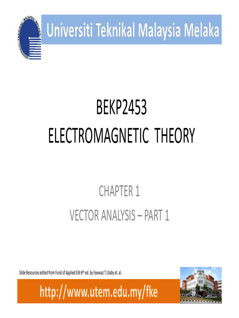 Chapter 2a Vector Analysis Part 1 Pdf Euclidean Vector Quantity
