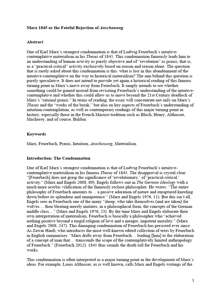 Marx 1845 | PDF | Karl Marx | Praxis (Process)