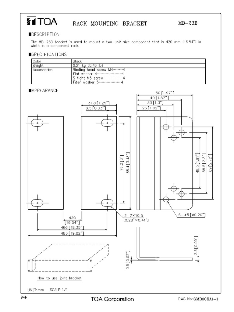 2333 MB 23b Rack Mount Bracket Specification | PDF