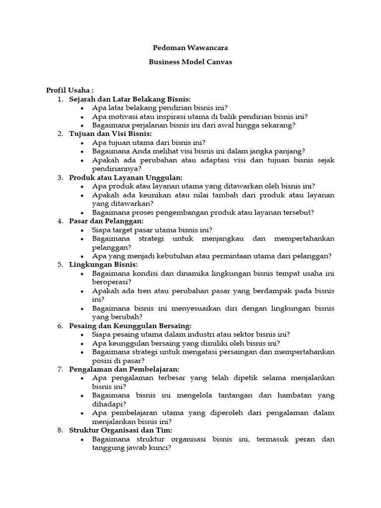 Pedoman Wawancara BMC | PDF