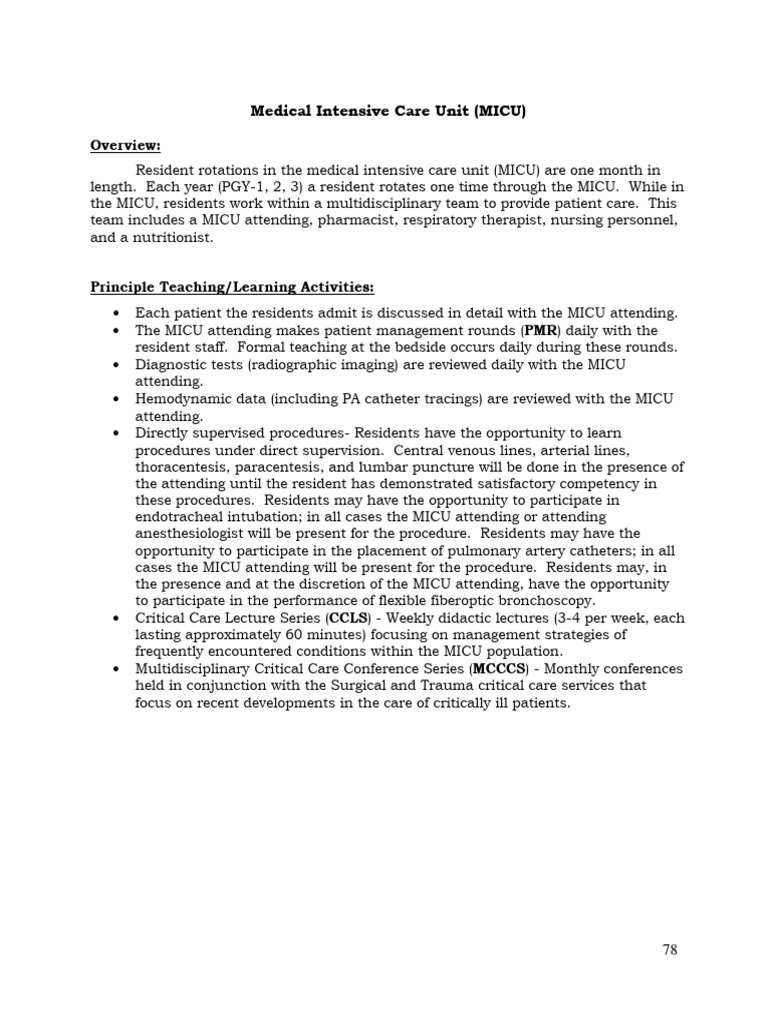 Intro Micu Curriculum | PDF | Intensive Care Medicine | Intensive Care Unit