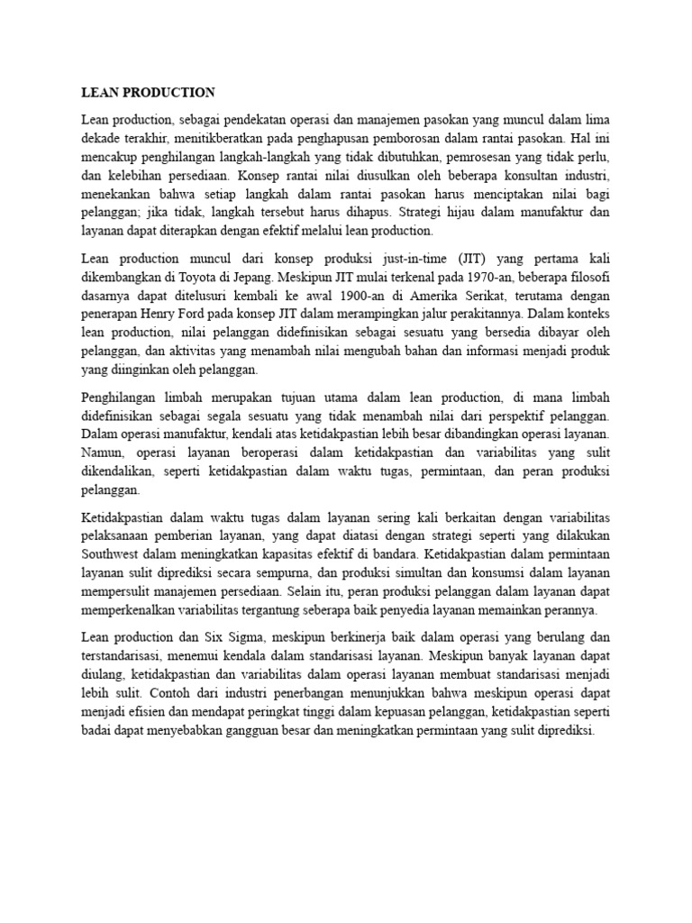 Lean Production & Lean Supply Chain Design Principles | PDF