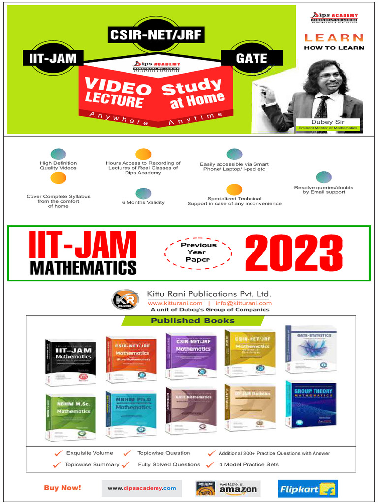 IIT-JAM Mathematics 2023 Answer Key | PDF | Matrix (Mathematics) | Linear Map