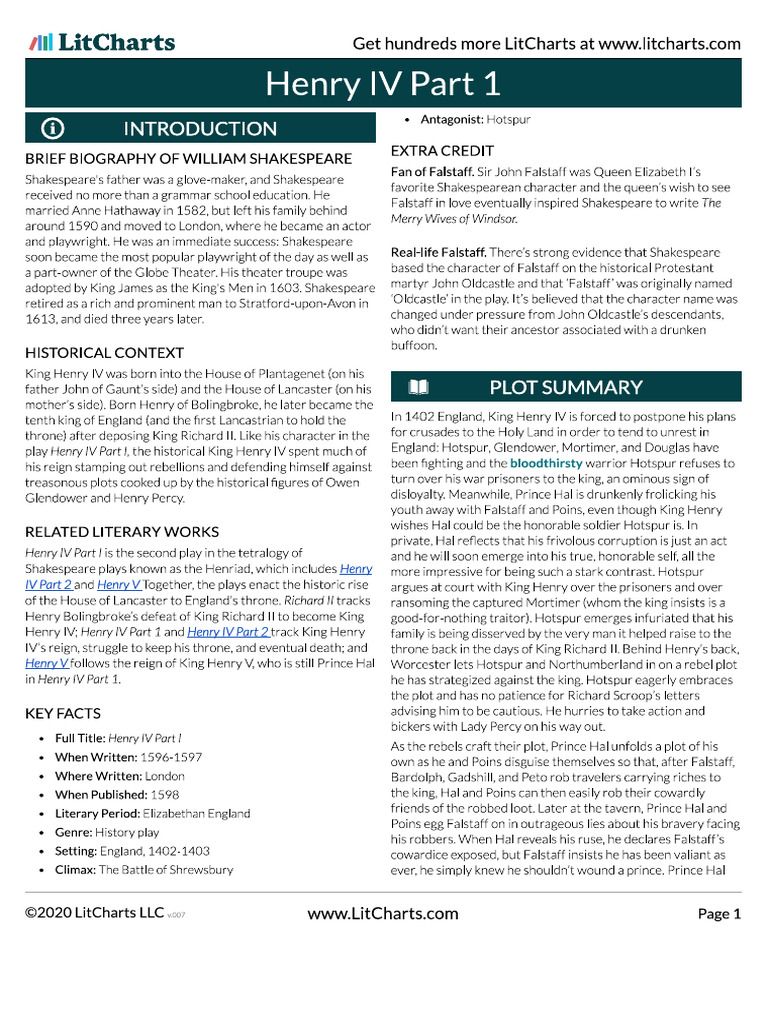 Henry 4 Part 1 | PDF