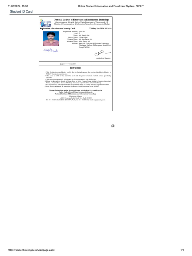 Online Student Information and Enrollment System, NIELIT | PDF ...