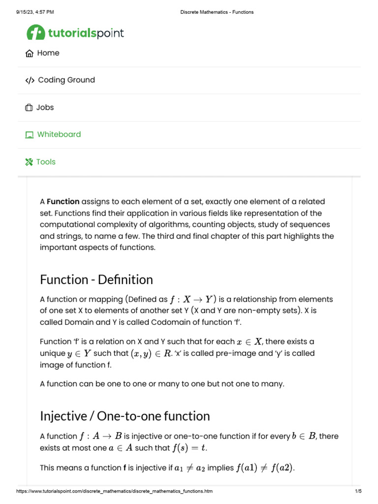 Discrete Mathematics - Functions | Download Free PDF | Function (Mathematics) | Mathematical ...