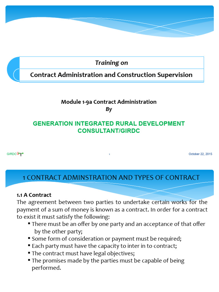 Contract Administration & Types | PDF | Procurement | Consultant