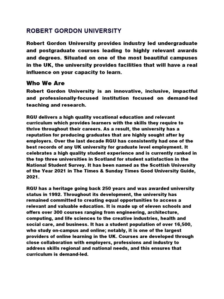 Robert Gordon University | PDF | Entrepreneurship