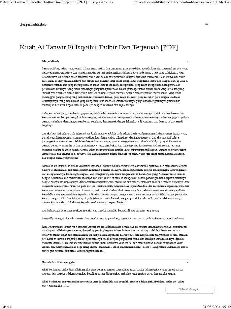 Kitab at Tanwir Fi Isqothit Tadbir Dan Terjemah (PDF) - Terjemahkitab | PDF