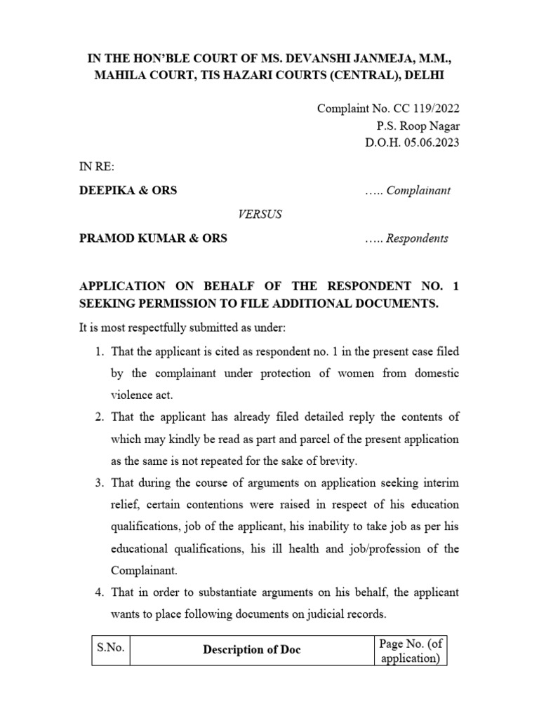Application to File Additional Documents | PDF | Affidavit | Justice