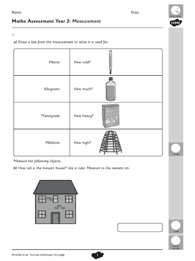 T PA 044A Year 2 Maths Assessment Measurement No Aims | PDF
