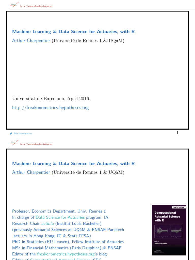 Machine Learning and Data Science For Actuaries | PDF | Logistic ...