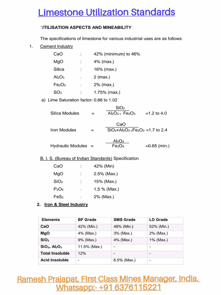 Limestone Utilization Standards | PDF